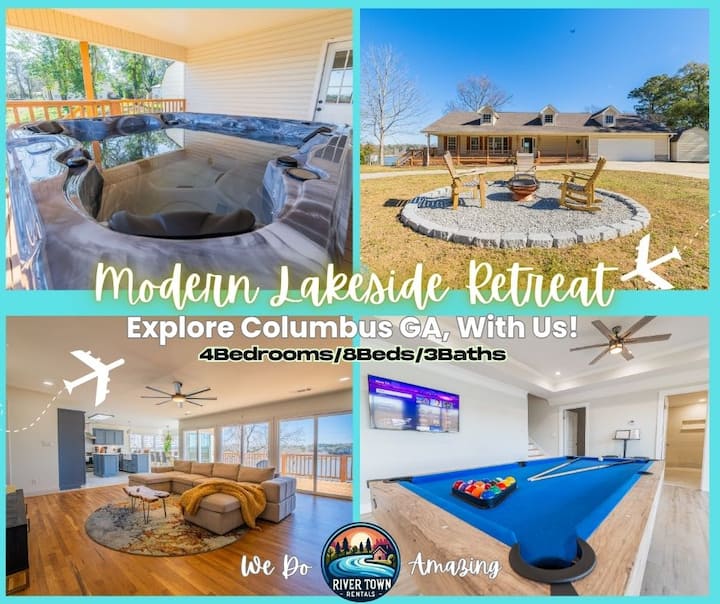 Modern Lakeside Retreat: Hottub|firepit|pooltable - Eufaula, AL