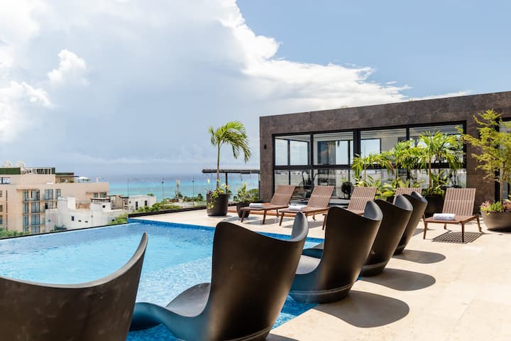 Oceanview Rooftop Pool, Chic Stay Near 5th Ave! - Playa del Carmen