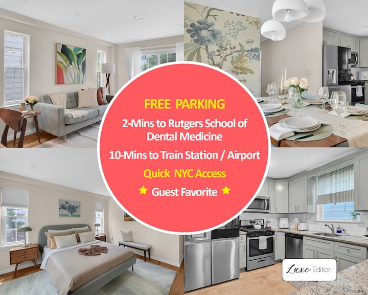 Luxury 3br Stay • Free Parking • Quick Nyc Access - Newark
