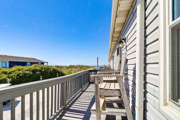 Oak Island Condo W/ Ocean View: Steps To Beach! - Caswell Beach, NC