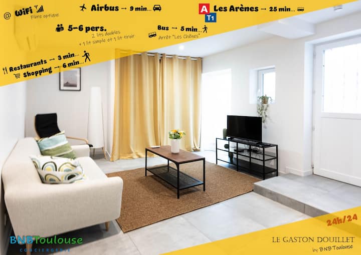 • Le Gaston Douillet • Clim • Wifi • 24h/24 • - Colomiers
