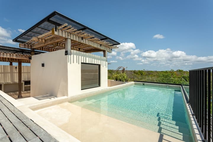Luxe Penthouse Con Terraza Privada + Fast Wifi - Riviera Maya