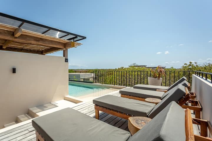 Luxe Penthouse Con Terraza Privada + Fast Wifi - Paradise Beach