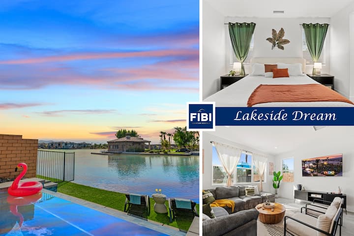 Luxe Lakefront Villa: Views, Heated Pool & Games - Indio, CA