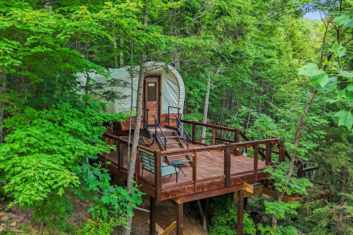 Glamping in Luxury Wagon/AC/king - Tiny houses for Rent in Pigeon Forge ...