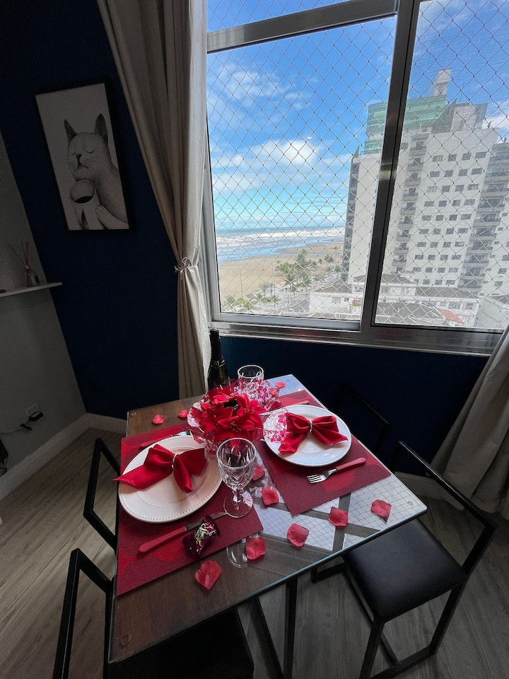 Kitnet Guilhermina- Vista Mar- 15 Metros Da Praia - Wi Fi Acomoda 6 Hospedes, Restaurante E Pizzaria Ao Lado - Praia Grande