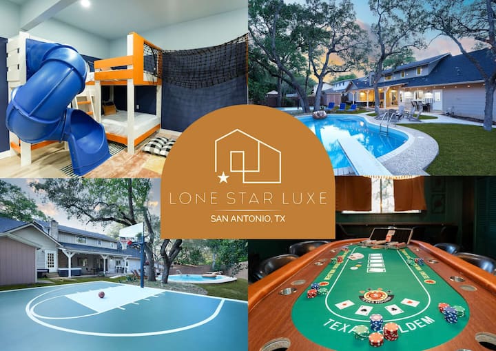 Lone Star Luxe: Pool, Indoor Slide & Sport Court! - San Antonio, TX