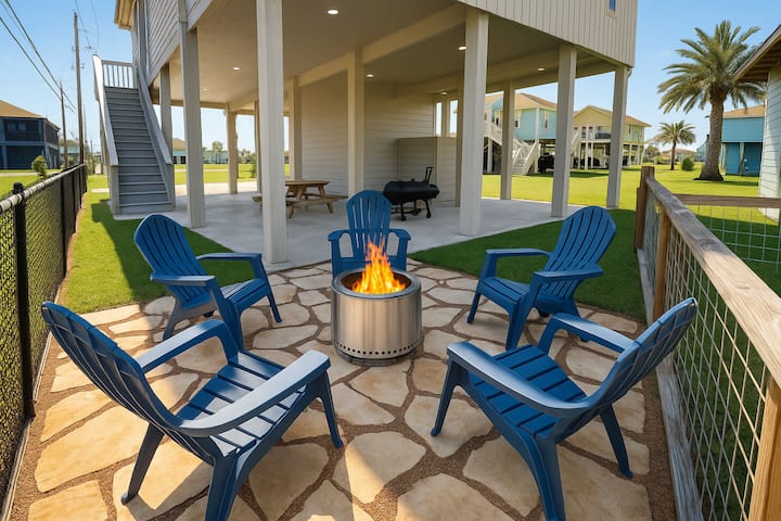 Beach Access~golf Cart~games~fire Pit~beach Chairs - Crystal Beach