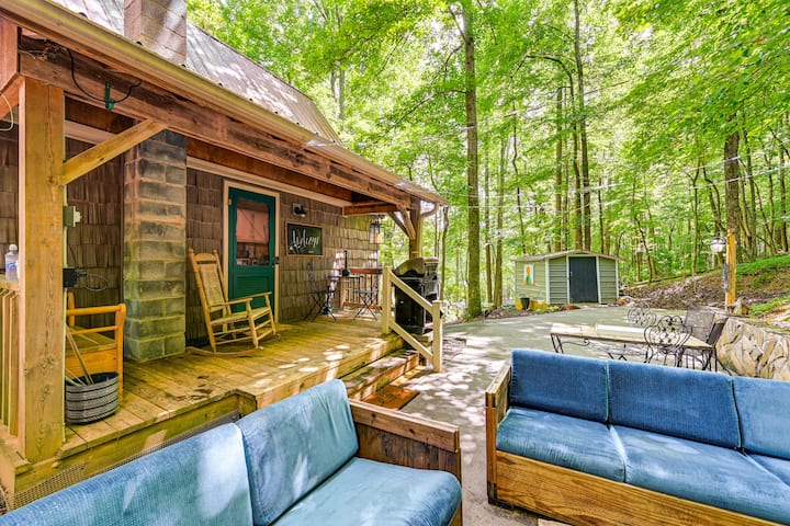 Patio & Fire Pit: Charming Cabin In Roaring Gap! - Stone Mountain State Park, Roaring Gap