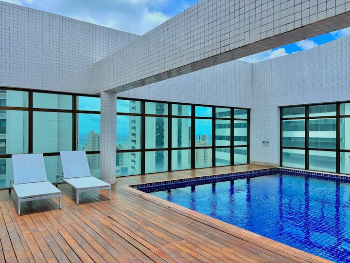 Flat Com Vista Mar | 8 Min Praia | Mercado Ao Lado - Recife