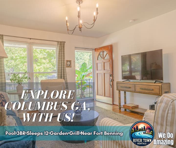 Pool•3br•sleeps 8•garden•grill•near Fort Benning - 콜럼버스