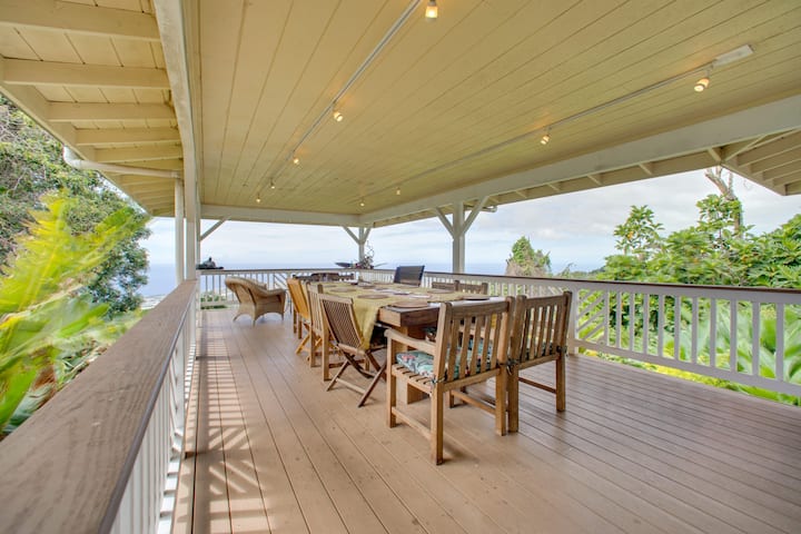 Lanai + Ocean Views: Secluded Holualoa Retreat! - Kailua