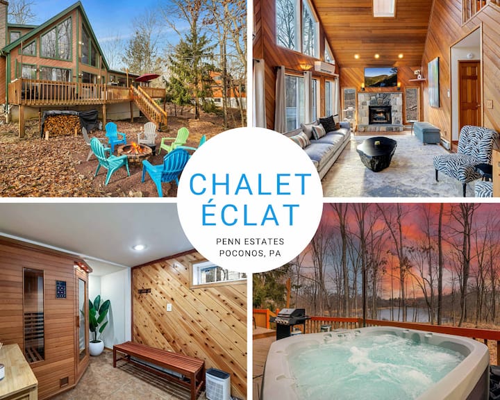 Lakefront Chalet W/ Hot Tub, Sauna, Fire Pit, A/c - Stroudsburg, PA