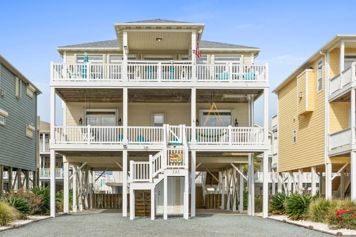 5br Family Beach House Ocean View-beach 2 Min Walk - Ocean Isle Beach, NC