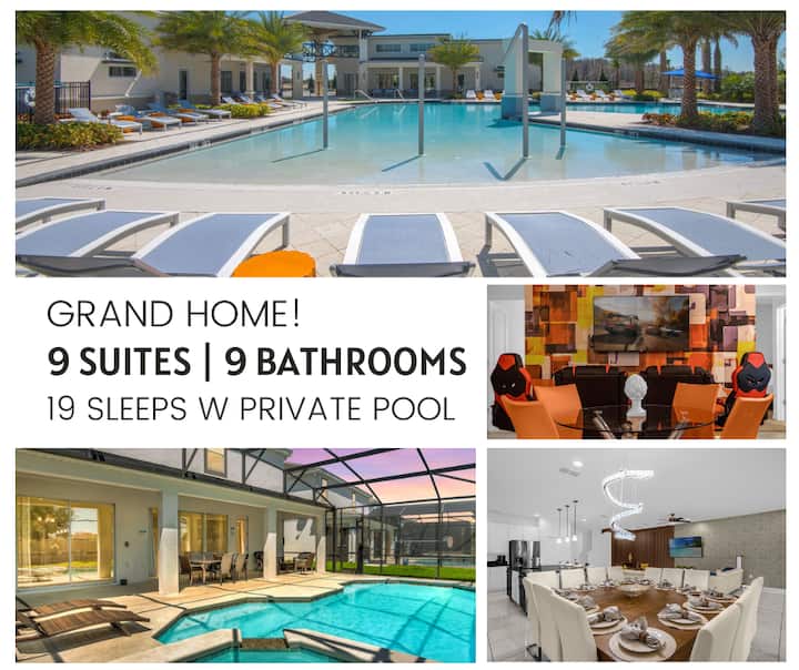 Spacious 9br, 9ba Resort Home W/ Private Pool - Kissimmee, FL