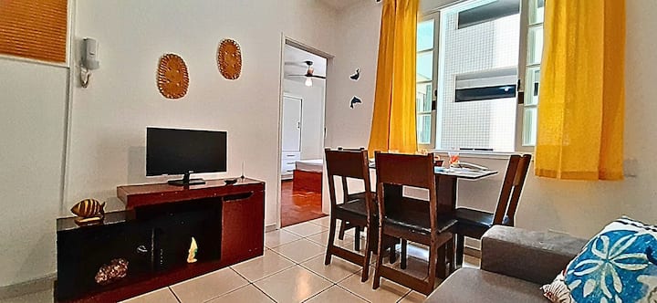 Apê Beira Mar C/ Garagem E Wi-fi à 1 Min. Da Praia - Santos State