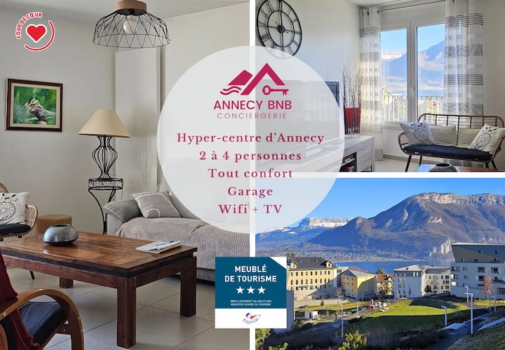Le Tresor Alpin, Vue Lac, 2 Chambres, Garage - Annecy
