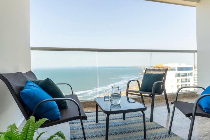 Cb1622 | Suite Frente Al Mar Con Balcón Y Piscina - Cartagena, Colombia