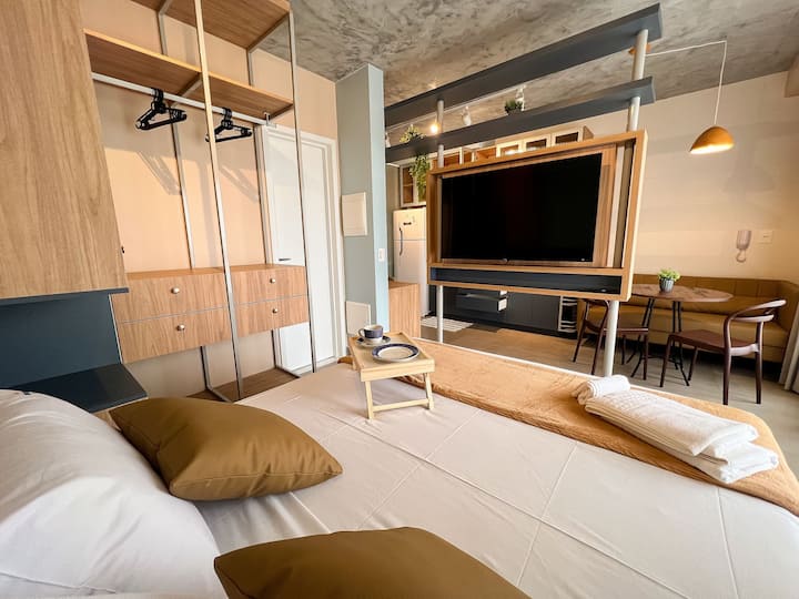 Flat Novo, Andar Alto, Cama Queen No Id - St Oeste - Goiânia