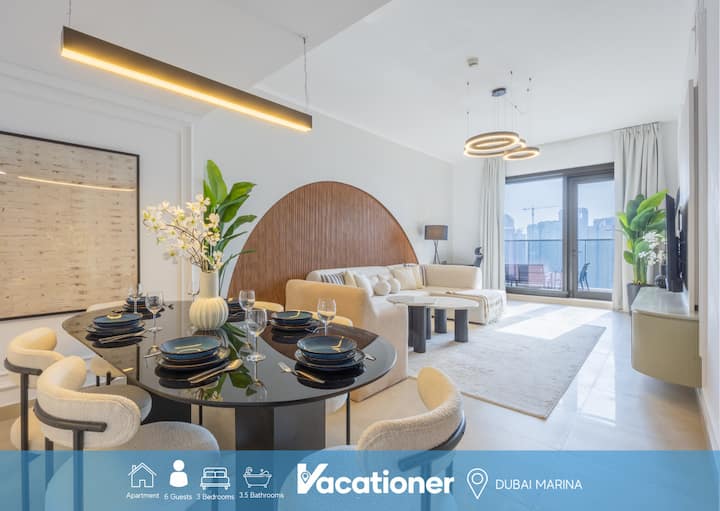 Sparkle Tower - Chic Three Bed With Marina View - Dubai Marina