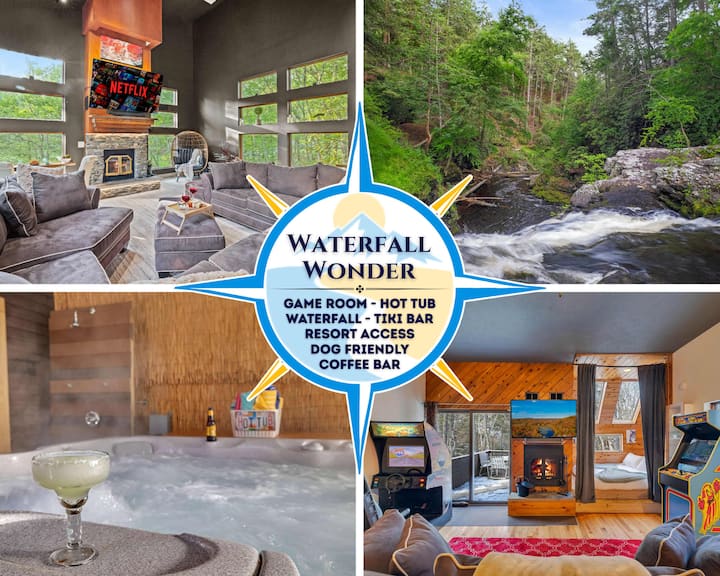 Waterfall Views! Hot Tub, Game Room, Dog Friendly - Bushkill, PA