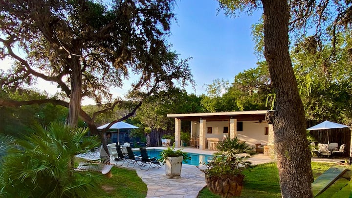 Historic Estate ~ Pool, Cabana, Lush, Walk 2 Frio! - Concan, TX