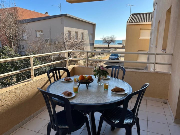 Joli T3 Climatisé Avec Vue Mer Et Place De Parking - Valras-Plage