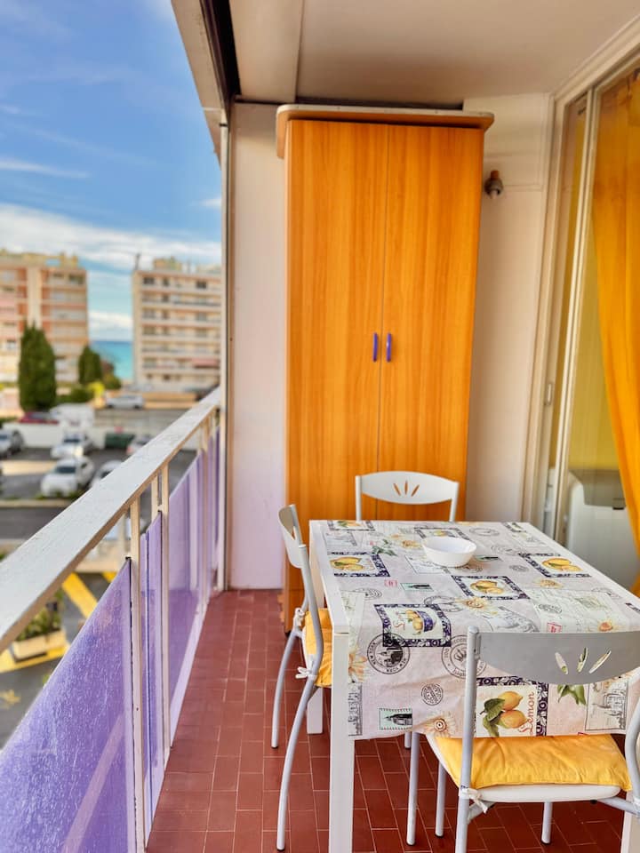 Studio 4 Persone-vista Mare Laterale-spiaggia - Menton