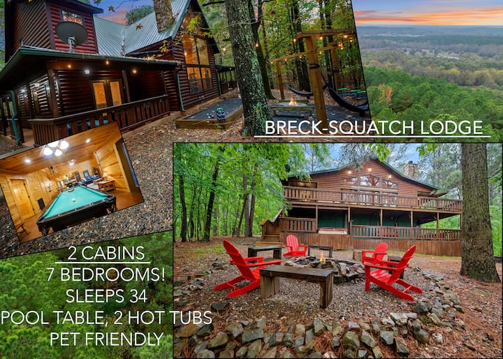 Sleep 34! 7br In 2 Cabins! Pool Table, Bocce, Pets - Broken Bow, OK
