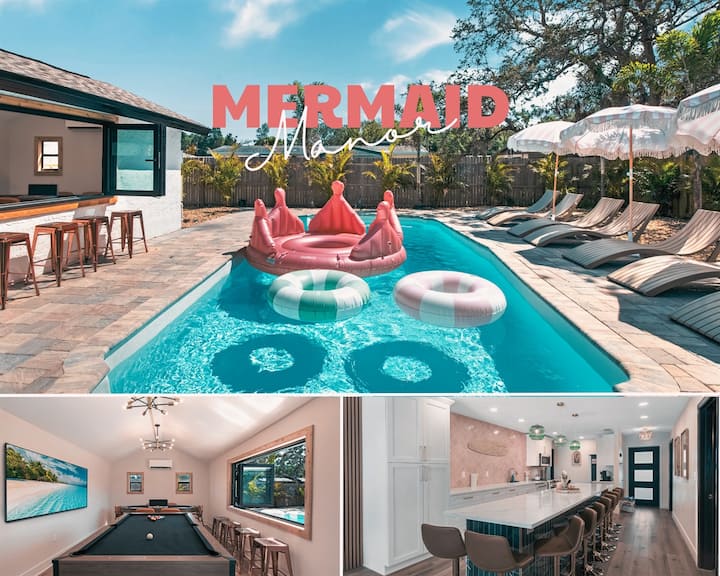 Mermaid Manor 5-bath, Htd Pool, Hot Tub, Poker Tbl - Bradenton Beach