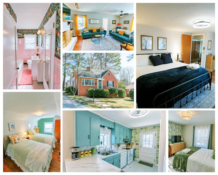 Downtown Fuquay, Mid-century Themed 3bd/2ba Home - Splash Pad, Fuquay-Varina