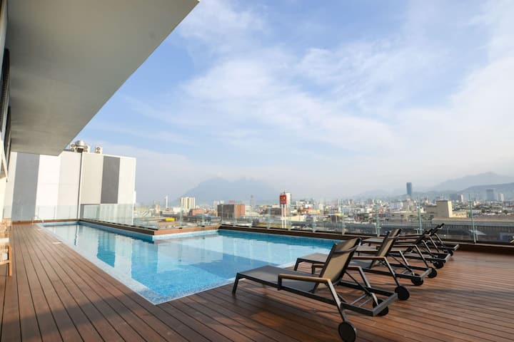 1 Queen, 2 Sofa Bed, Wifi, Gym, Pool - 5 People - Monterrey