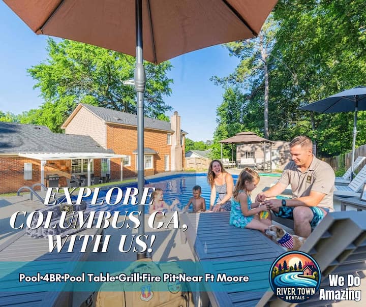 Pool•4br•sleeps 16•pool Table•grill•near Ft Moore - 콜럼버스