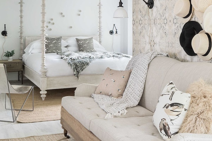 Navy/charcoal Palette & Whitewashed Wood Floors - Falmouth