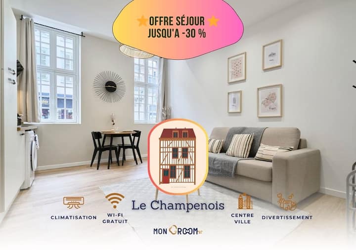 Le Champenois*central*gare*wifi*clim*1*mon Groom - Troyes