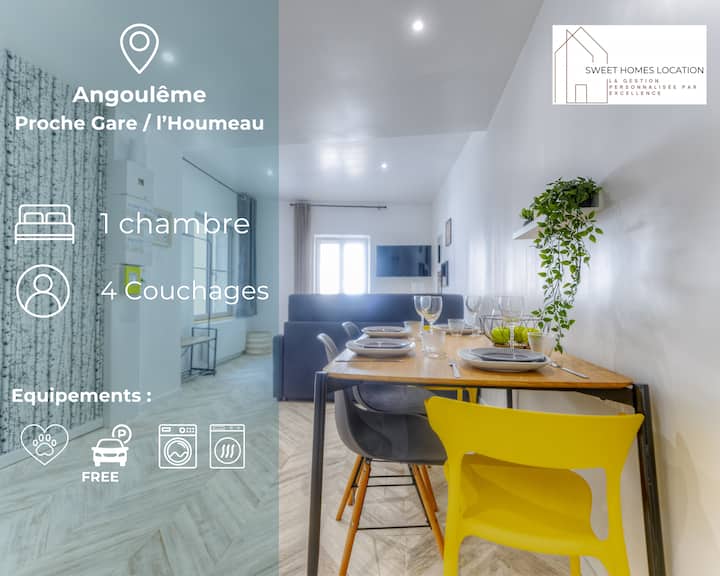 Elégant T2 4 Pers - Gare Angoulême - Rénové 2025 - Angoulême