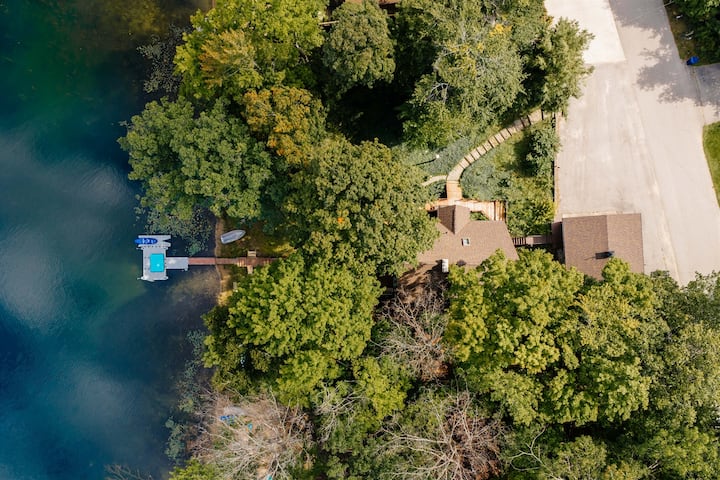 Loon's Lakehouse | Dock, Kayak Launch & Firepit - Interlochen, MI