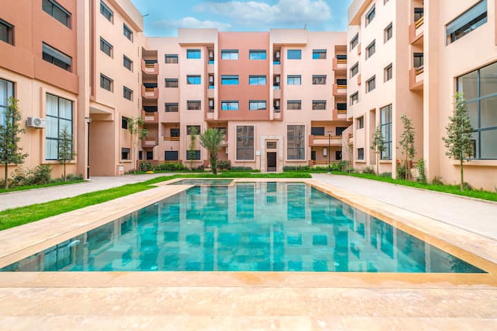 3 Min De Guéliz Appart Avec Balcon, Vue Piscine - Marrakesh