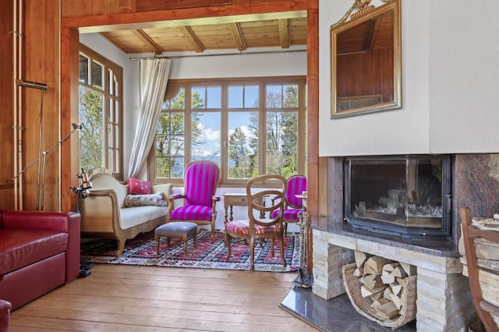 Grand Chalet Rustique à Gryon Avec Vue Et Cheminée - Gryon