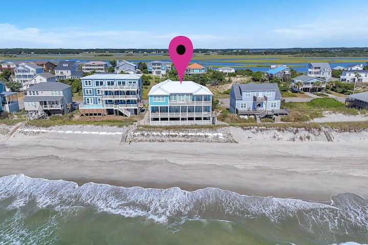 Z-scape: Oceanfront Home With 2 Family Rooms And - Holden Beach, NC