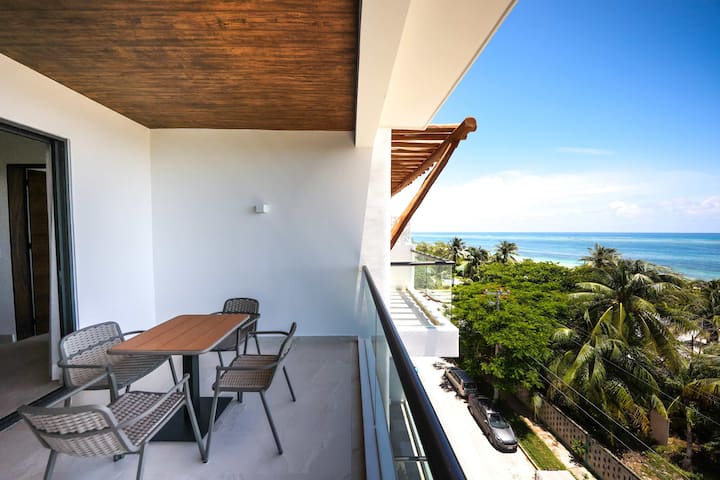 Apt Jaguar: Balcony With Sea View & Rooftop Pool - Puerto Morelos