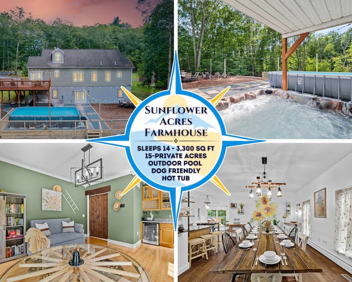 Dog Friendly Farmhouse W/ Pool, Hot Tub, Fire Pit - Pennsylvania