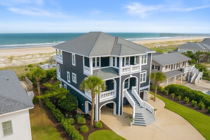 Oceanfront 5br South End | Decks + Steps To Dining - Topsail Beach, NC