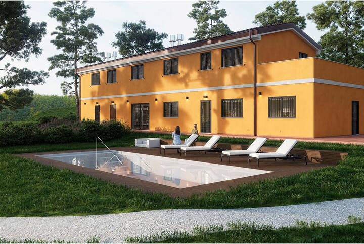 Neue Wohnung Mit 2 Zimmern, Veranda Und Pool - Jesi