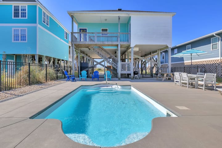 Life Is Good: Ocean View Home With Private Pool - Oak Island, NC