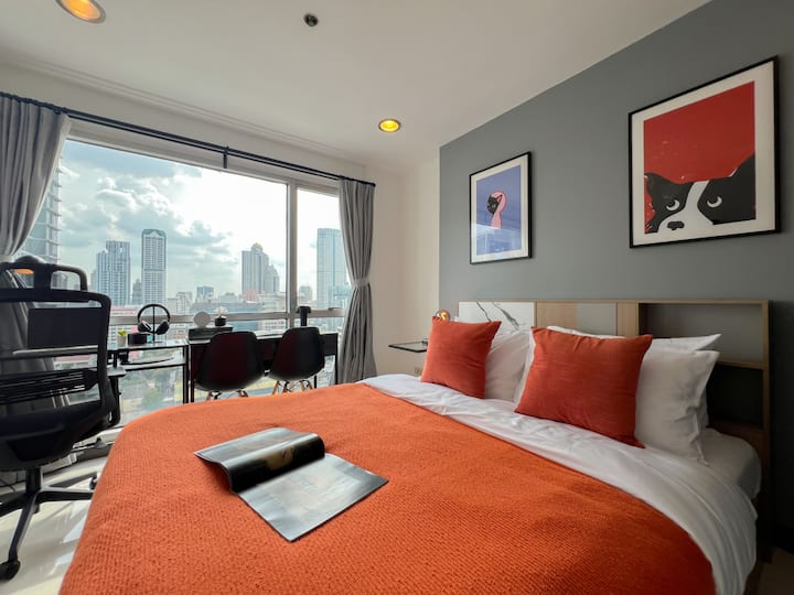 Stylish 2br City View︱bts St.louis︱ultra Fast Wifi - Bangkok