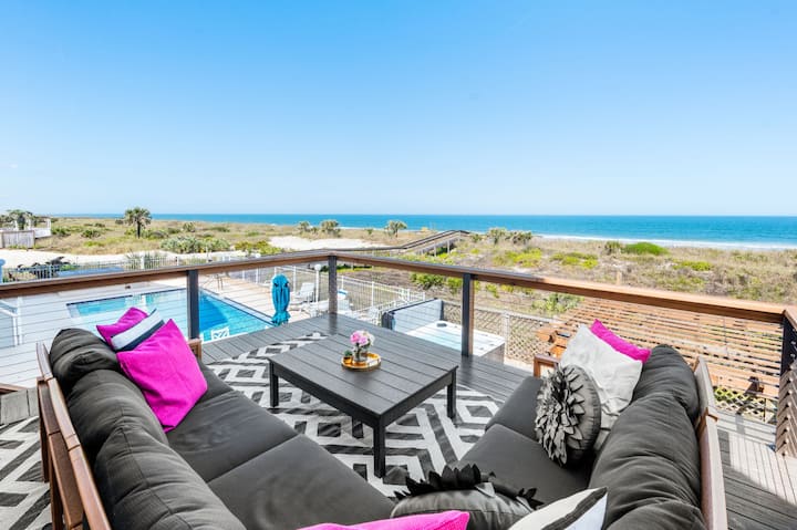 Ocean Front Heated Pool Hot Tub Sleeps 28 Gameroom - St. Augustine, FL