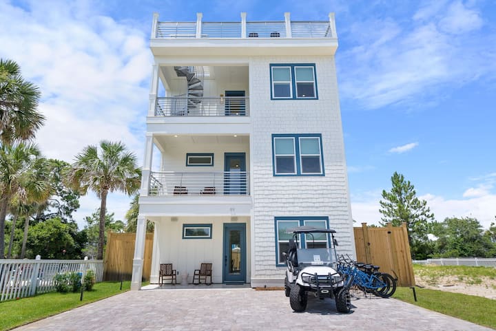 6br Seagrove Pool, Rooftop, Bikes & Golf Cart - Watercolor, FL