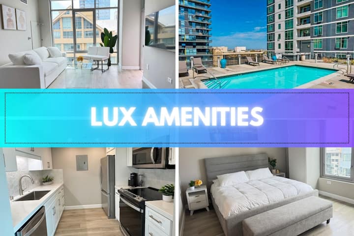Stylish Lux Condo - Valet Parking, King Bed, Pool - San Diego