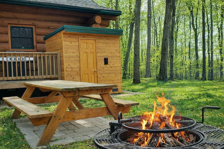 Stagecoach Inn Log Cabin 10 Acres Wooded Setting - Beulah, MI